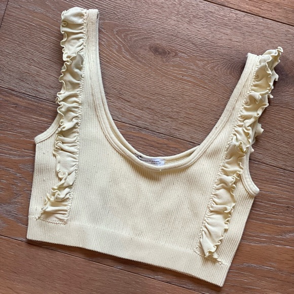 Zara | Tops | Pastel Yellow Fringe Top | Poshmark